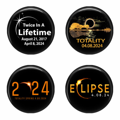 SET OF 4 Total Solar Eclipse Magnets 4.8. 2024 Souvenir Memorabilia 2. ...