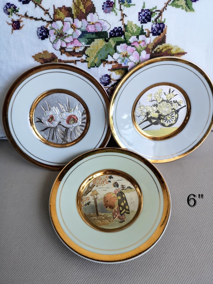 The Art of Chokin 24K Gold Edged Plate Colored-Chokin Japan Set | eBay UK