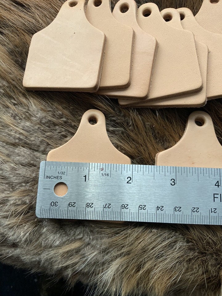 LEATHER cow tag key fob blanks, 8 Ounce Veg Tan, Tooling, Clean, Set Of ...