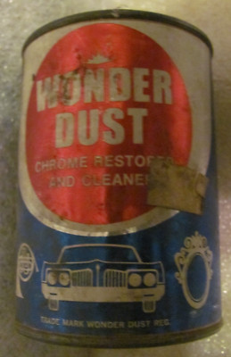 VINTAGE WONDER DUST CHROME CLEANER METAL TOP LID TIN CAN ADVERTISING ...