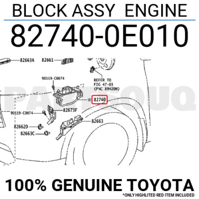 827400E010 Genuine Toyota BLOCK ASSY ENGINE 82740-0E010 | eBay