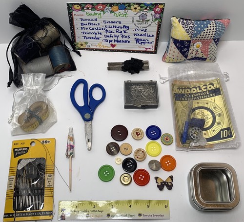 Sewing Basket Notions Keepsake Box Treasure Hope Chest Nest Vintage ...