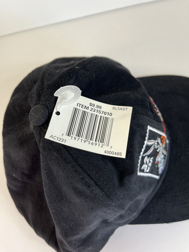 Vintage 1997 Looney Tunes Snapback Hat Black Taz Bugs Bunny USA Stamp ...