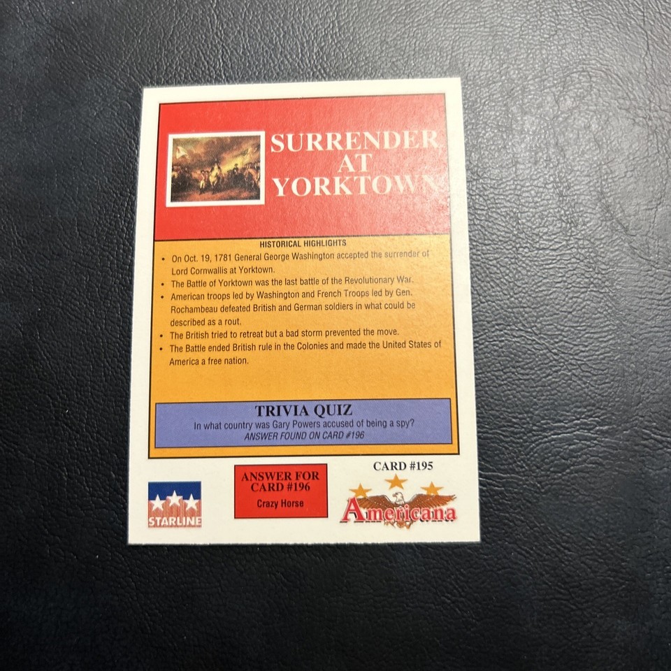 Jb15 Americana 1992 StarLine #195 Surrender At Yorktown George ...