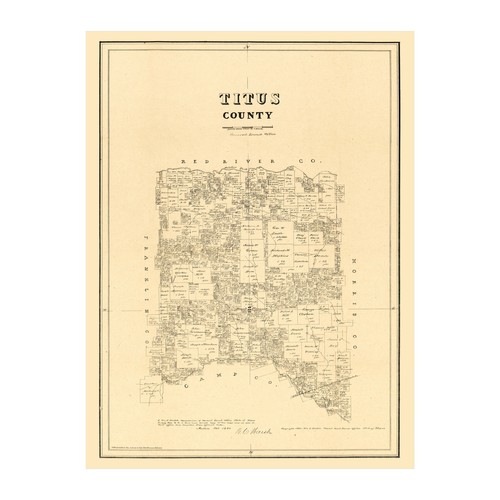 Old Map of Titus County, TX 1880 - Vintage Texas Art | eBay