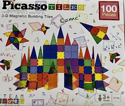 Picasso Tiles 100 Piece 3D Color Magnetic Building Block STEM Set & NEW ...