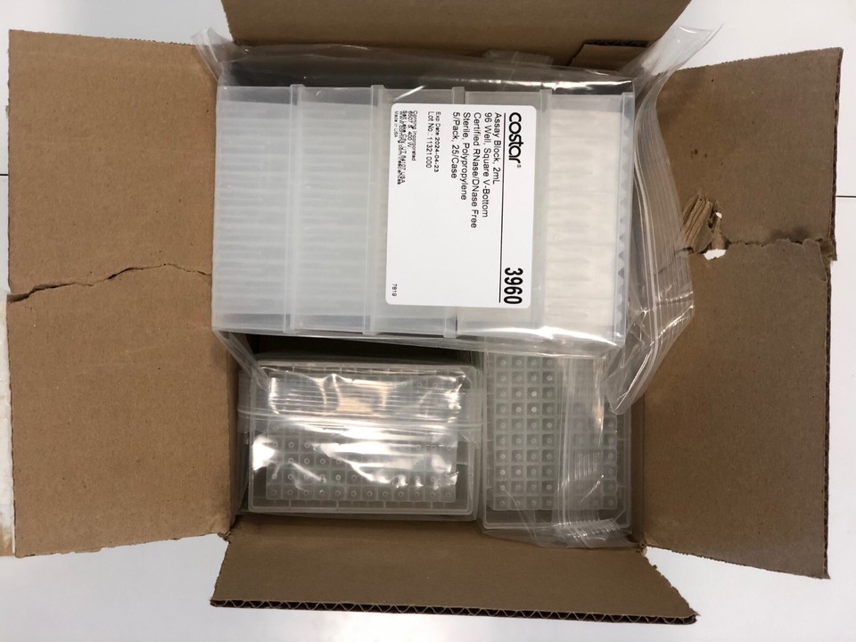 NEW UNOPENED - Costar Assay Block 2mL 96 Well Square V-Bottom 5/Pack ...