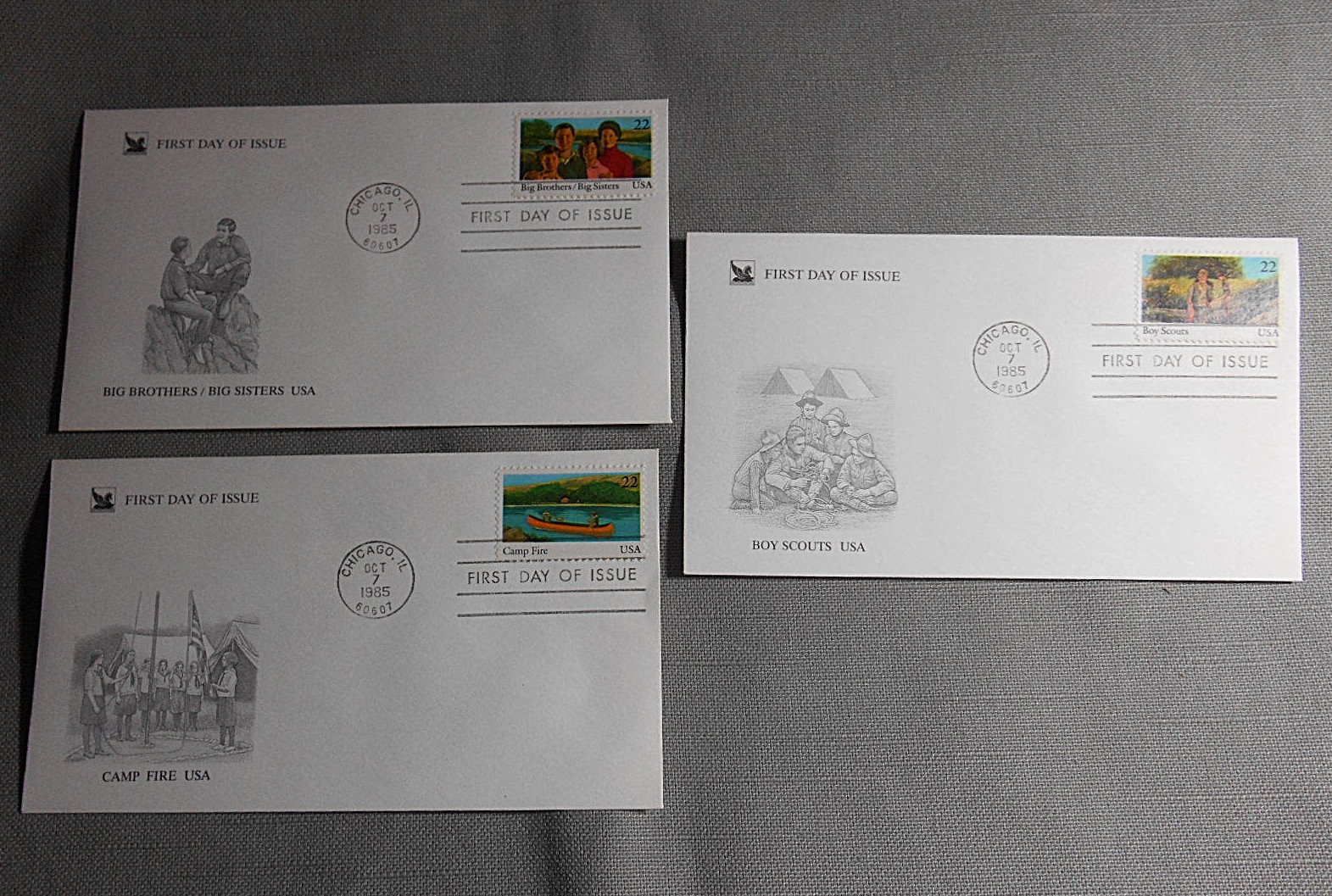 Group of 3 Assorted 1985 First Day Issue Covers Chicago, IL Unaddressed ...