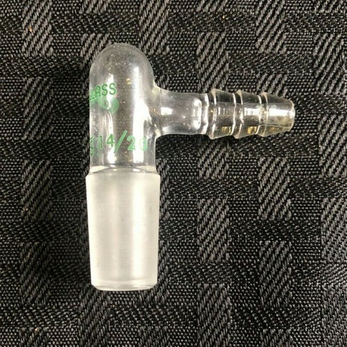 Chemglass 14/20 90° Bent Glass Inlet Adapter w/10mm Hose Connection CG ...