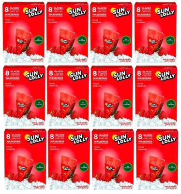 12 Packungen Sun Lolly Wassereis Erdbeer a 520 G mit 8 Eis packungen ...