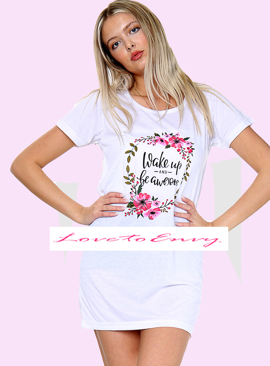 Ladies Night Shirt Short Sleeve Nightdress Womens T Shirt Nightie PJ ...