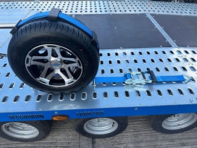 New Recovery Ratchet Alloy Wheel Straps Trailer BLUE x 4 Over Wheel ...