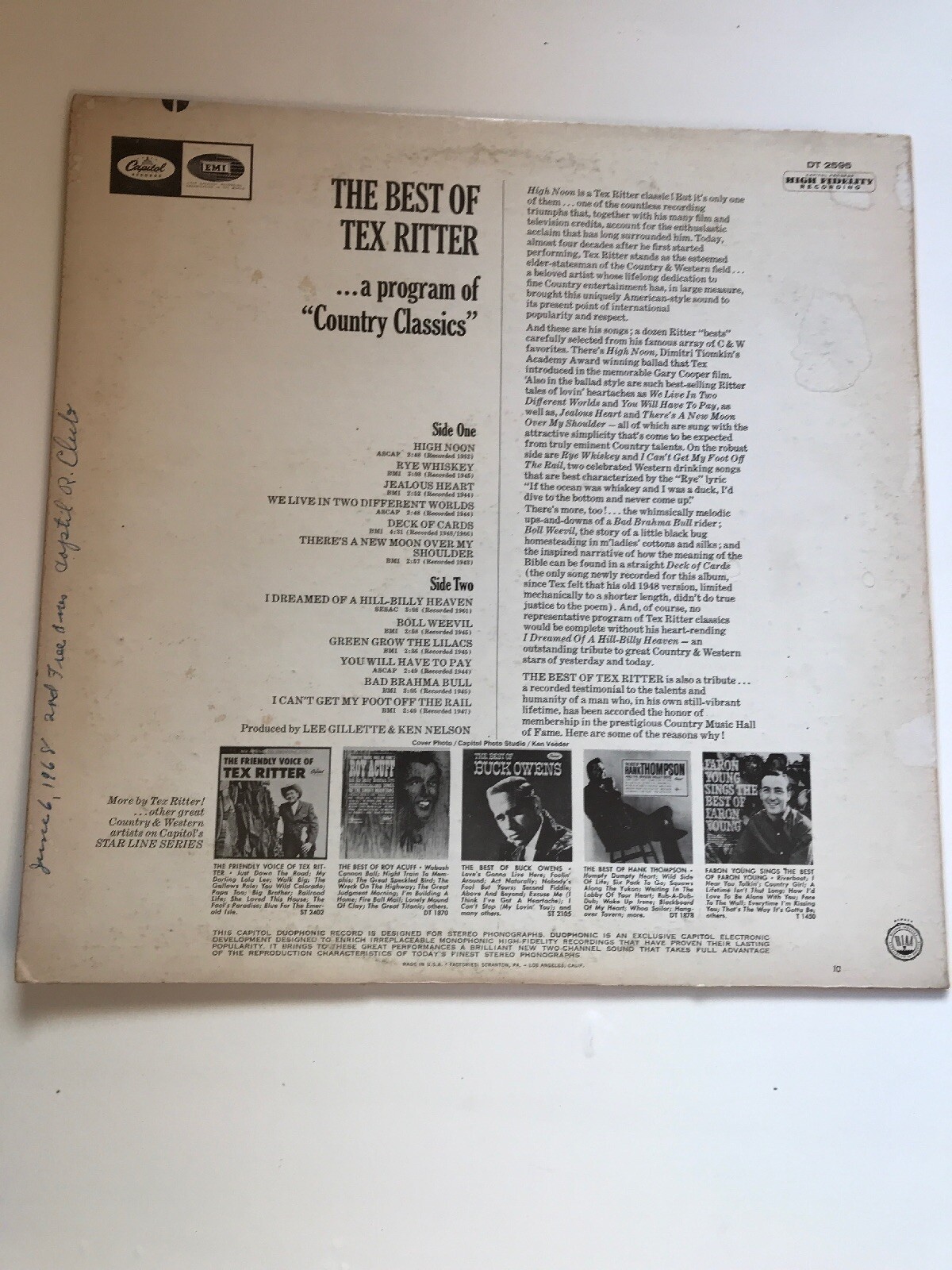 The Best of Tex Ritter Capital DT 2595 Vinyl LP Record | eBay