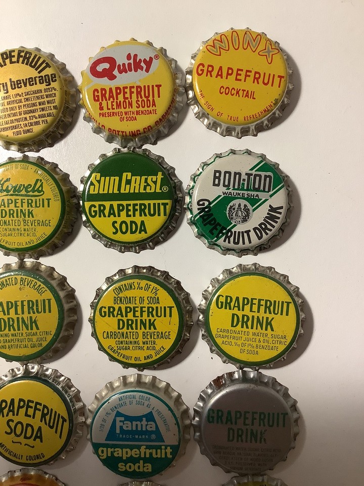 LOT Of 20 Different GRAPEFRUIT SODA Brand Cork Soda Bottle Caps 🥤 | eBay