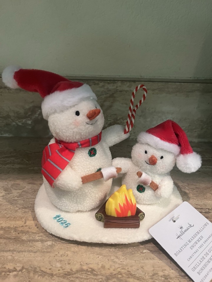 2025 Snowman Plush HALLMARK NWT Roasting Marshmallows Snowmen Ornament ...