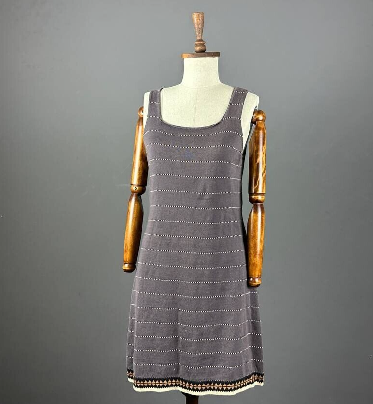 GUDRUN SJODEN Gray Striped Sleeveless Shift Midi Dress Size M | eBay