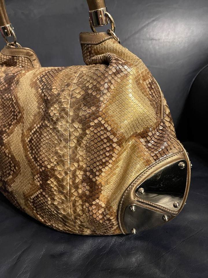 Rare Gucci Python Bag Vintage Limited Ed. 2006 Pitone Reticolato Bamboo Fringe | eBay