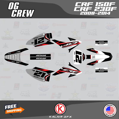 Graphics Kit for HONDA CRF150F 230F (2008-2014) OG Crew Series - Red | eBay