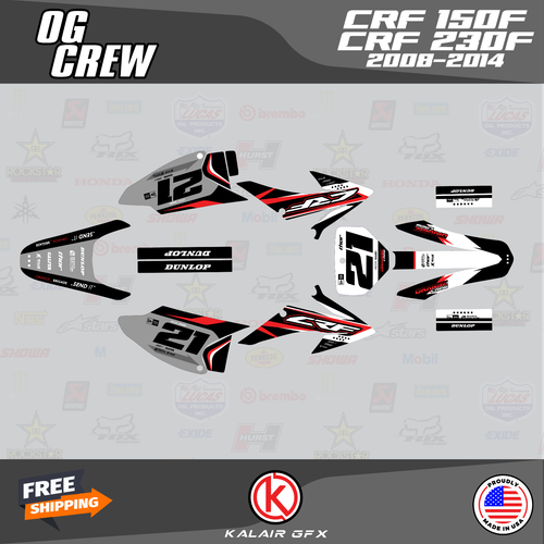 Graphics Kit for HONDA CRF150F CRF230F (2008-2014) OG Crew Series - Red ...