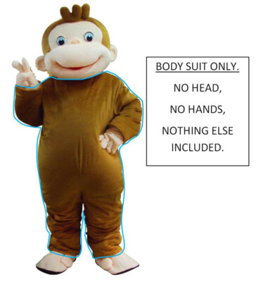 Curious George Brown Monkey Adult Mascot Costume Outfit Suit Birthday ...