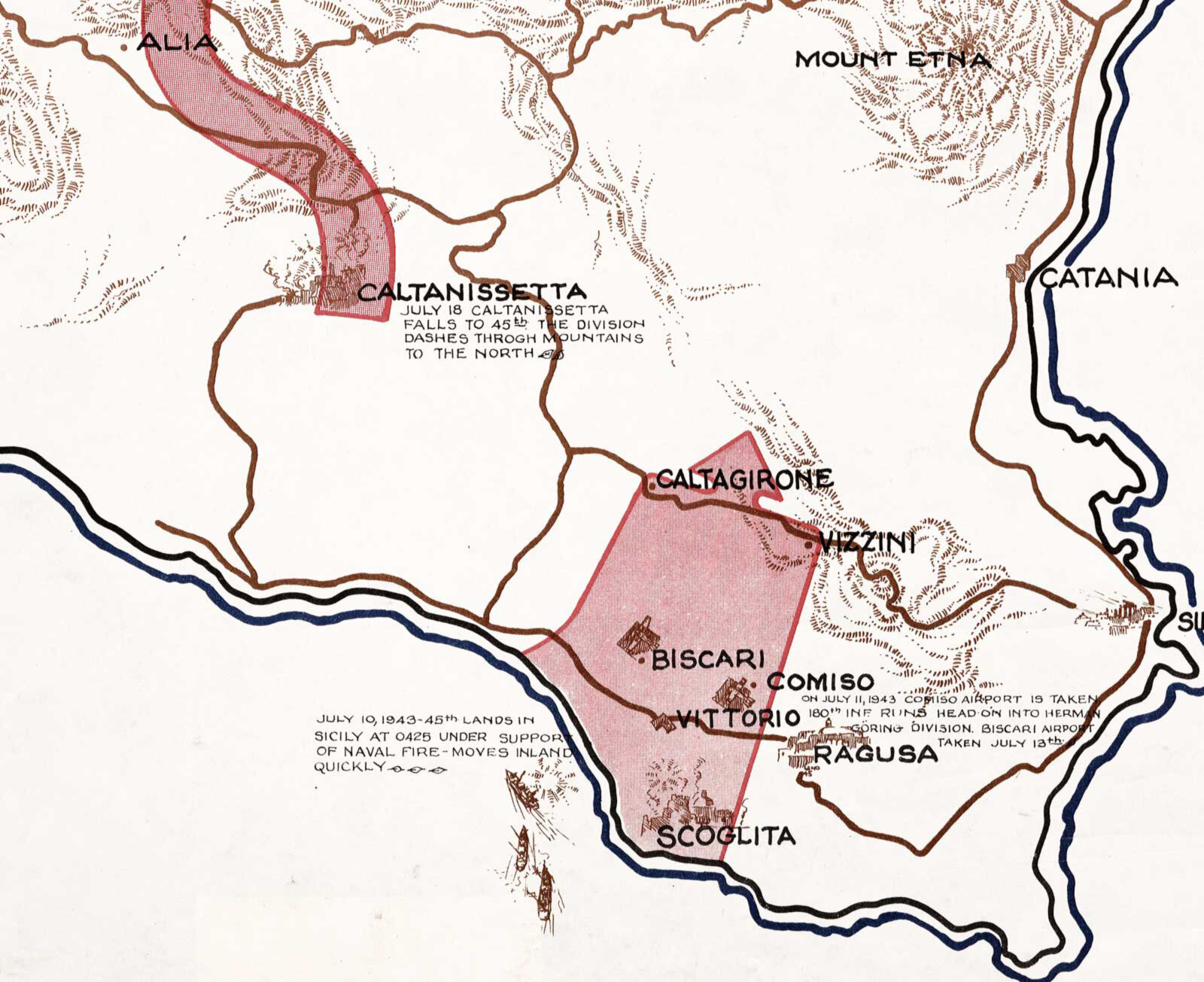 6 Maps - Campaigns of the 45th Infantry Div. - WW2 WWII Poster - World ...