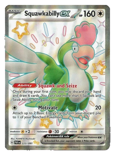 Squawkabilly ex - Full Art Shiny Rare - Paldean Fates 223/091 - MINT ...