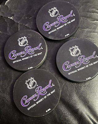 Set of 4 NHL Hockey Crown Royal Whisky Team Puck Coasters In Case | eBay