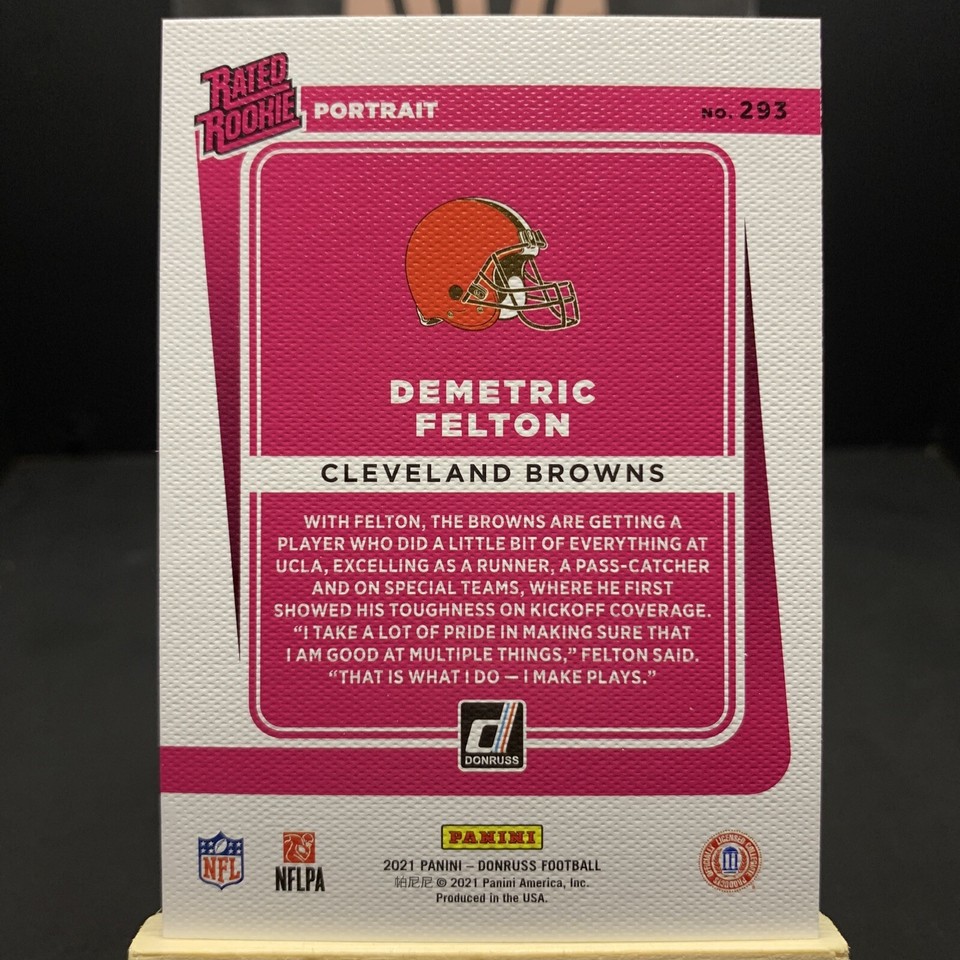 2021 Donruss Rated Rookies Portrait #293 Demetric Felton - Cleveland ...
