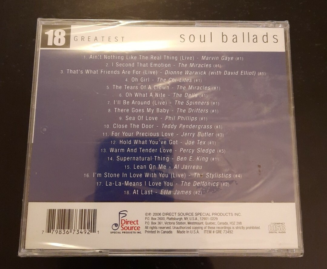 18 Greatest Soul Ballads Factory Sealed CD Direct Source Special ...