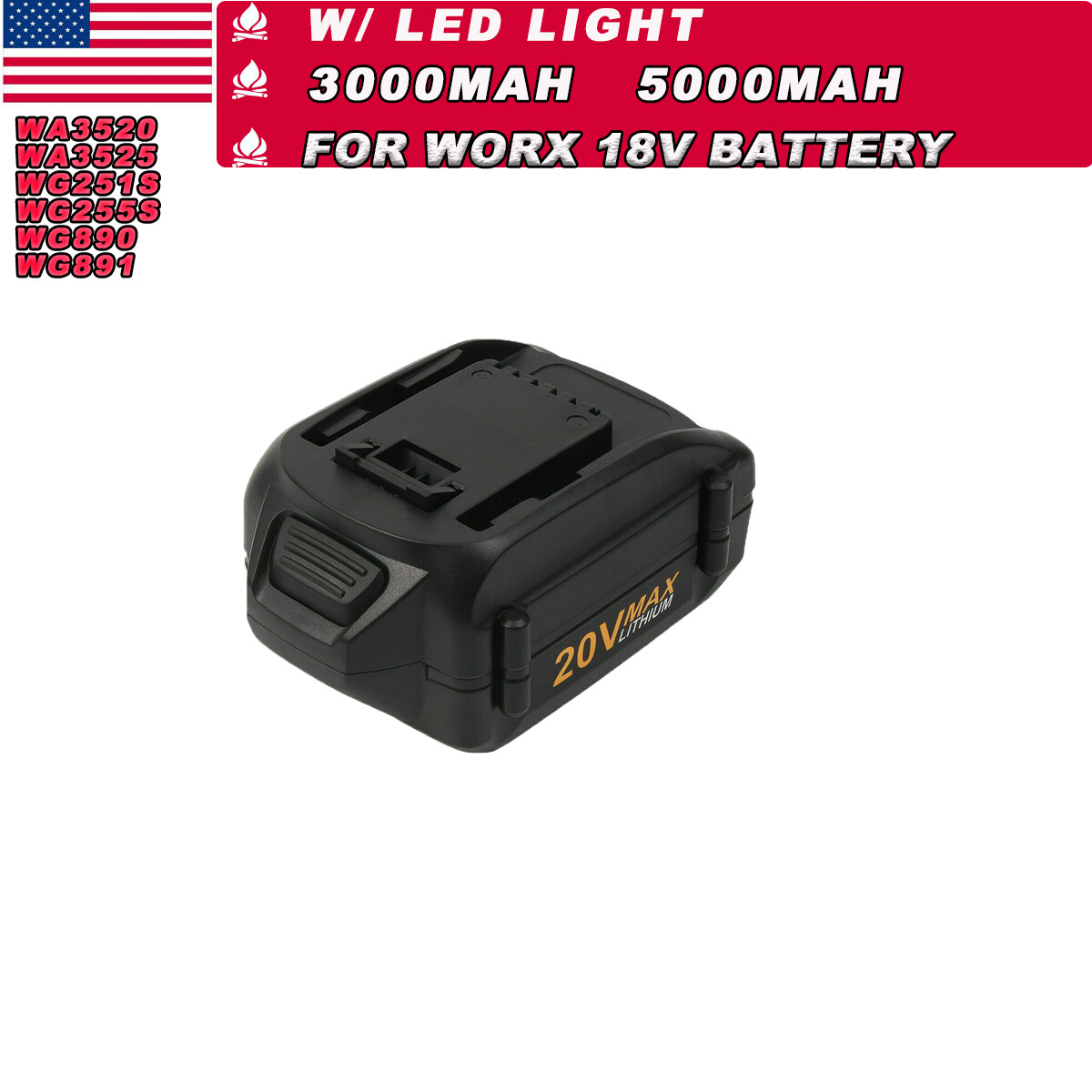 Replace for WORX Trimmer Battery WA3520 WA3525 WA3512 18V Rockwell ...