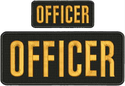 officer embroidery Patches 4x10 and 2x5 hook on back gold | eBay