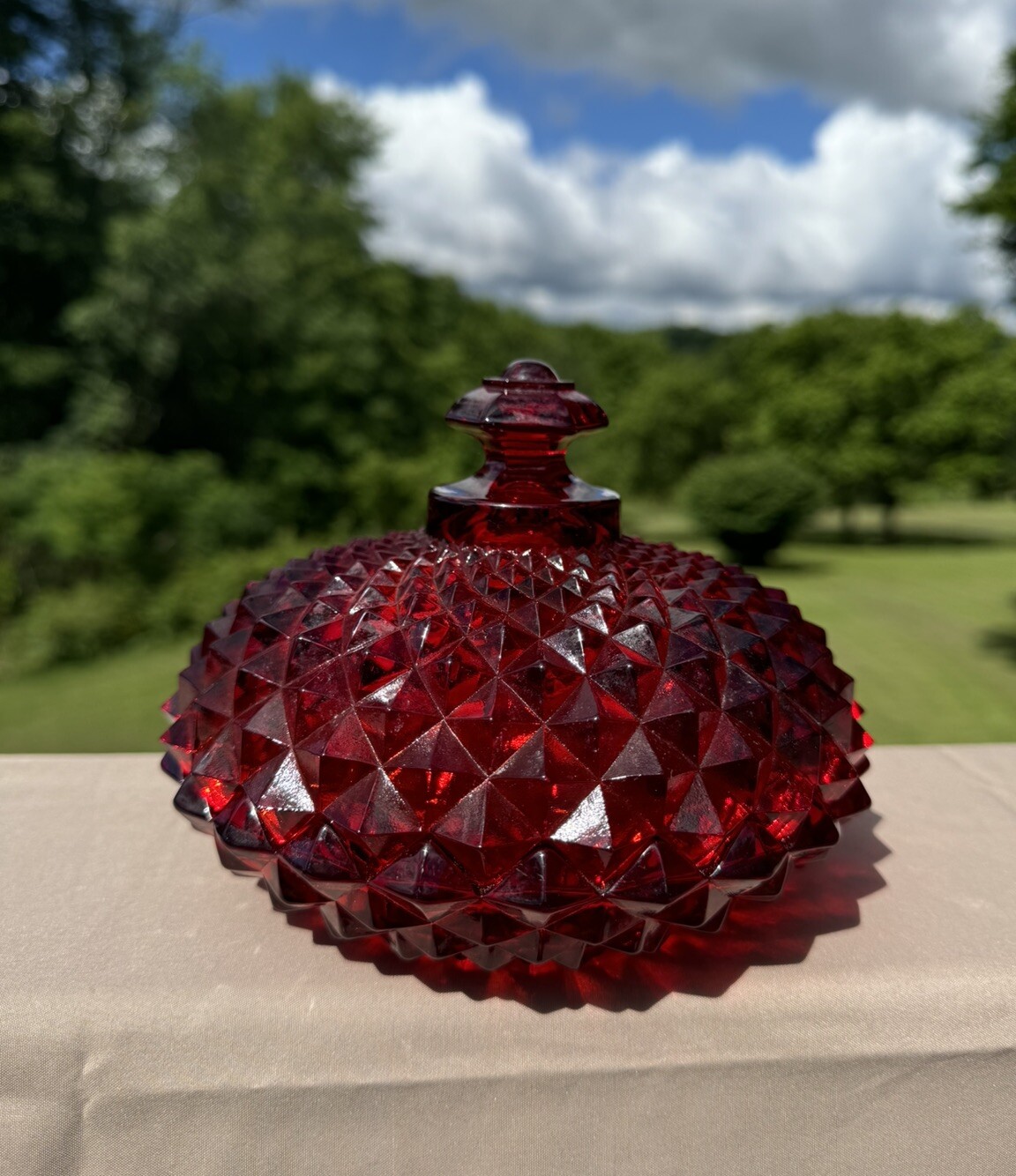 Rare Vintage Westmoreland Sawtooth Diamond Cut Candy Dish Rose Red | eBay