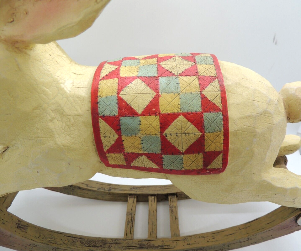 Rocking Rabbit Bunny with Quilt Folk Art Decor Easter Spring Folk Art ...