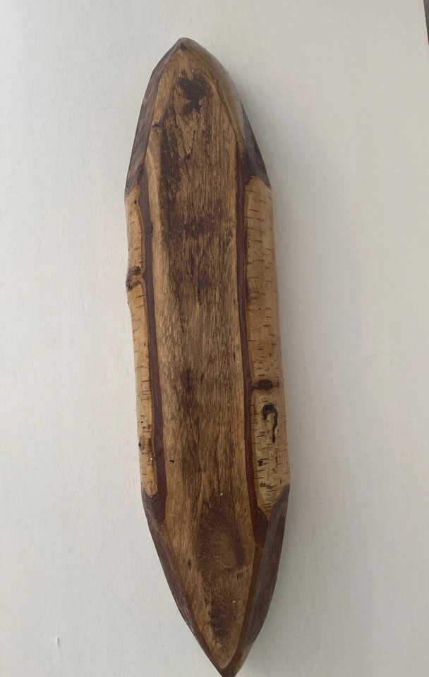 15” Hand Carved Wood Canoe Boat With Bark Edge Cabin Decor | eBay