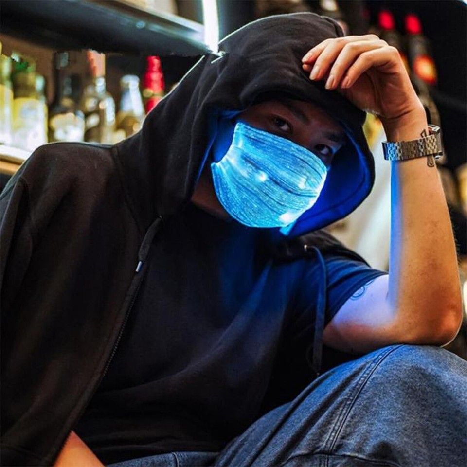 7 Color Light Up LED Mask Covering Fiber Optic Color Change Face Mask ...