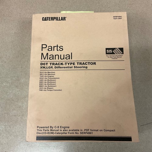 CAT Caterpillar D6T PARTS MANUAL CATALOG BOOK TRACTOR BULLDOZER DOZER ...