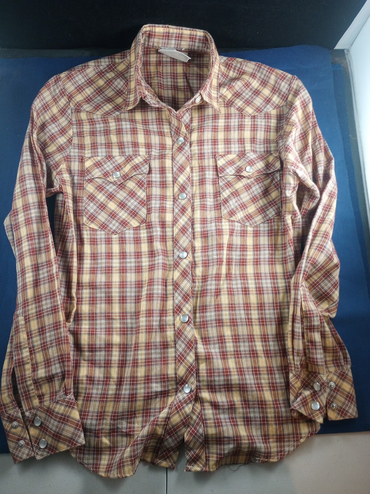 Vtg 1980's Sears Jr Bazaar Western Cowboy Plaid Long … - Gem