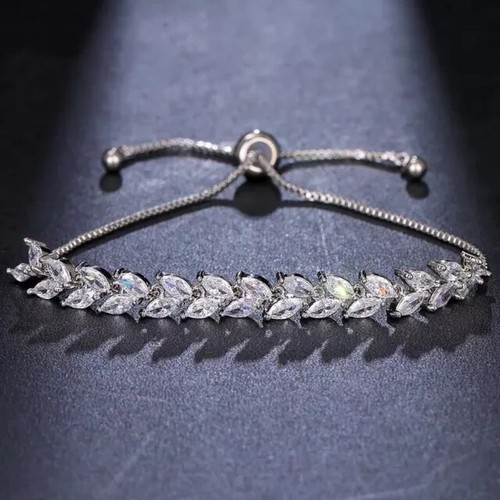 6Ct Marquise Cut Lab Created Diamond Bolo Bracelet in 14K White Gold ...