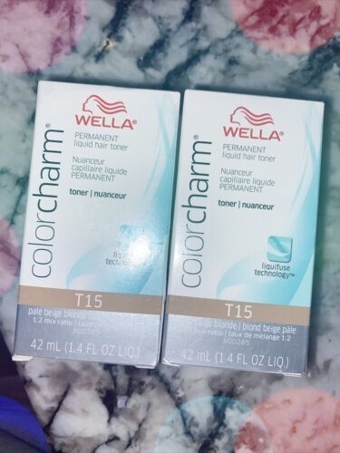 x2Wella Color Charm Permament Liquid Hair Color Toner 42mL Pale Beige ...