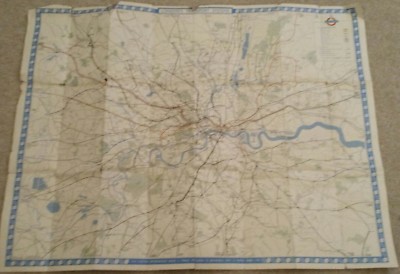 1966 London Transport Underground Map inc bus and coach roads, railways ...