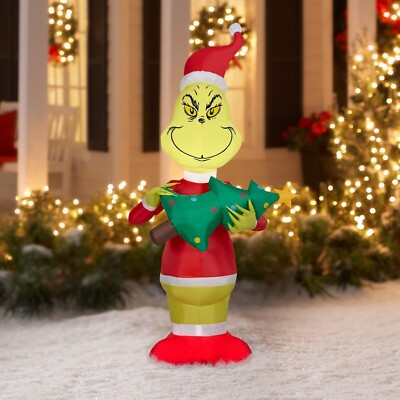 Inflatable Grinch W/Christmas Tree Holiday Blow up Decoration New 5.5Ft ...