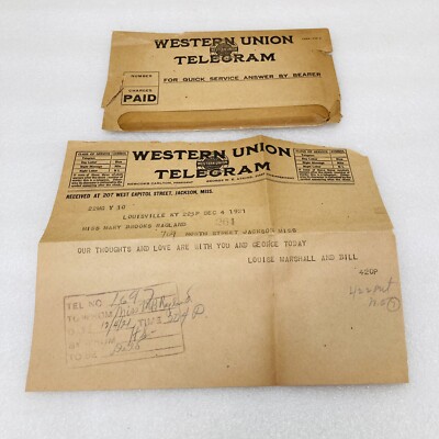 VTG‼ Western Union Telegram 1921 Louise Marshall Louisville KY to Mary ...