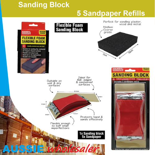 Sand Block Sanding Block W 5 Sandpaper Refills 6pc Paper Painters Panel ...