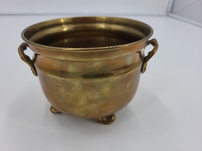 Brass Bronze Copper Cauldron Pot Footed Small Planter Vintage | eBay