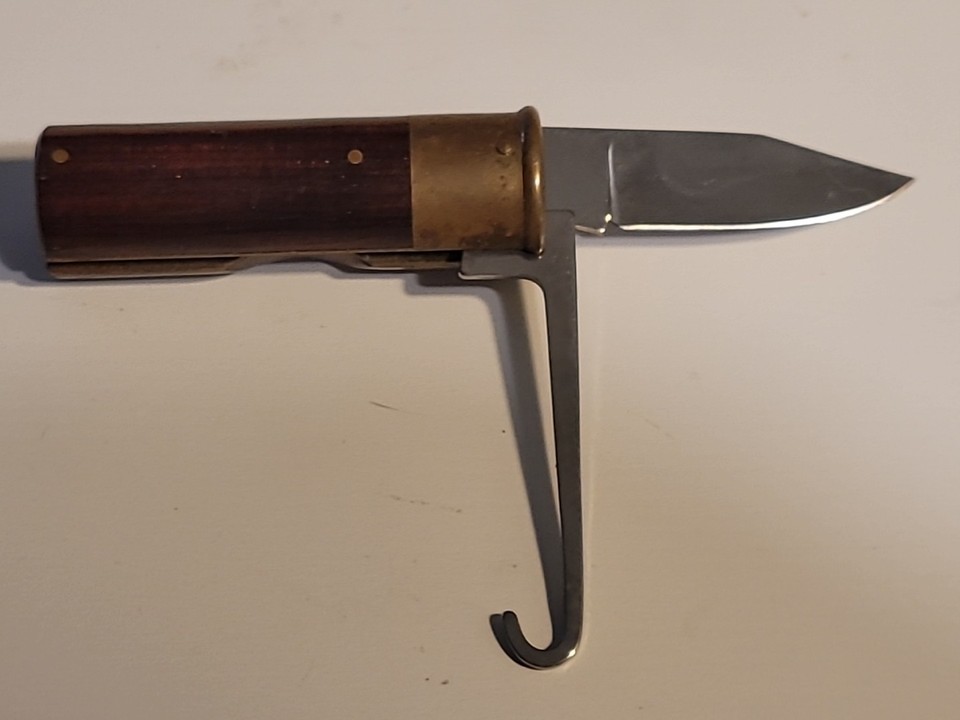 Vintage Kershaw 12GA Shotgun Shell Blade Knife Bird hook Brass ...