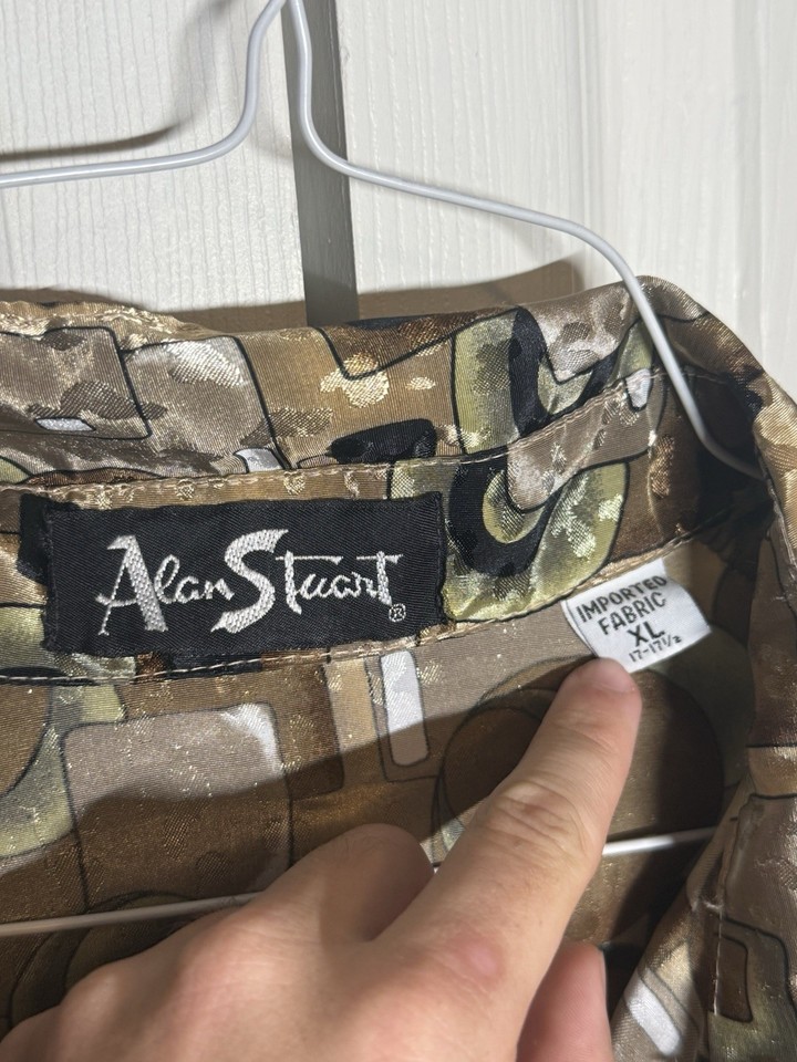 Alan Stuart Men's XL Geometric Banded Polo Shirt Tony Soprano Vtg ...