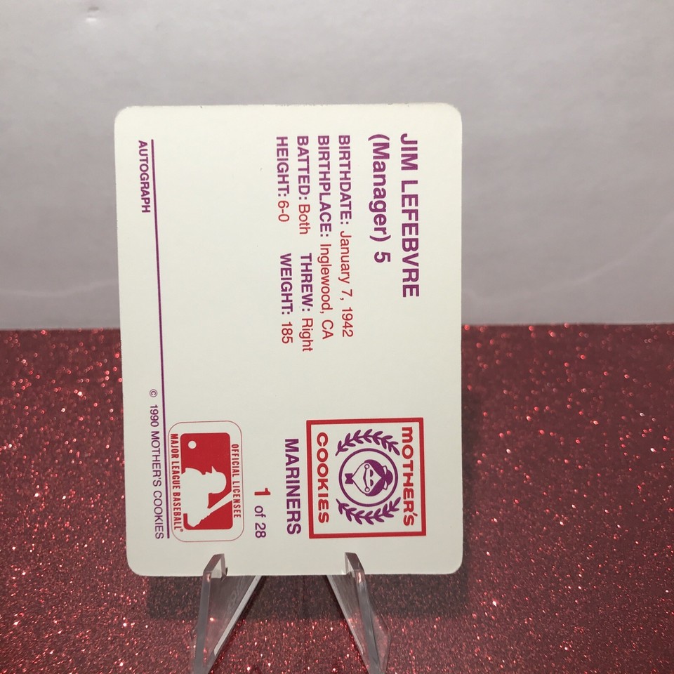 1990 Mother's Cookies Seattle Mariners Stadium Giveaway Jim Lefebvre | eBay