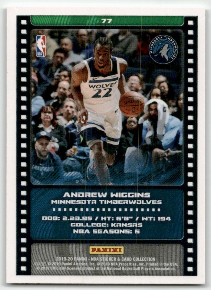 2019-20 Panini NBA Sticker and Card Collection Andrew Wiggins #77 ...