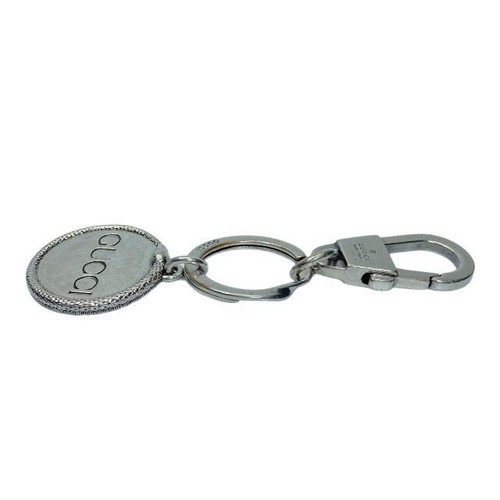 GUCCI Authentic Medal Keychain Medal Coin Motif Logo Metal Silver ...