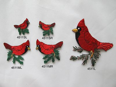 #4511 Large,Medium,Small Size Cardinal Bird On Branch Embroidery ...